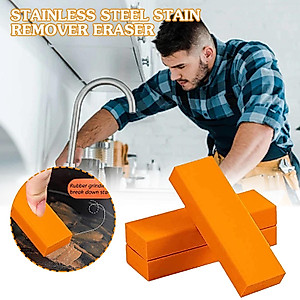 SXRC Stainless Steel Decontamination Artifact Eraser,Easy Limescale Eraser Orange,Reusable Rust Eraser,Cleaning Eraser Bathroom Glass Rust Remover Rubber,for Steel Stainless Surface Kitchen Home