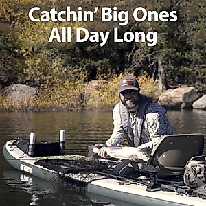 Sea Eagle FS126 12’6” Inflatable FishSUP Fishing Stand-Up Paddleboard w/Paddle(s), Storage Box, Pump, Removable Transom, Backpack/Optional Seat - Sit, Stand, Fish, Motor, Troll