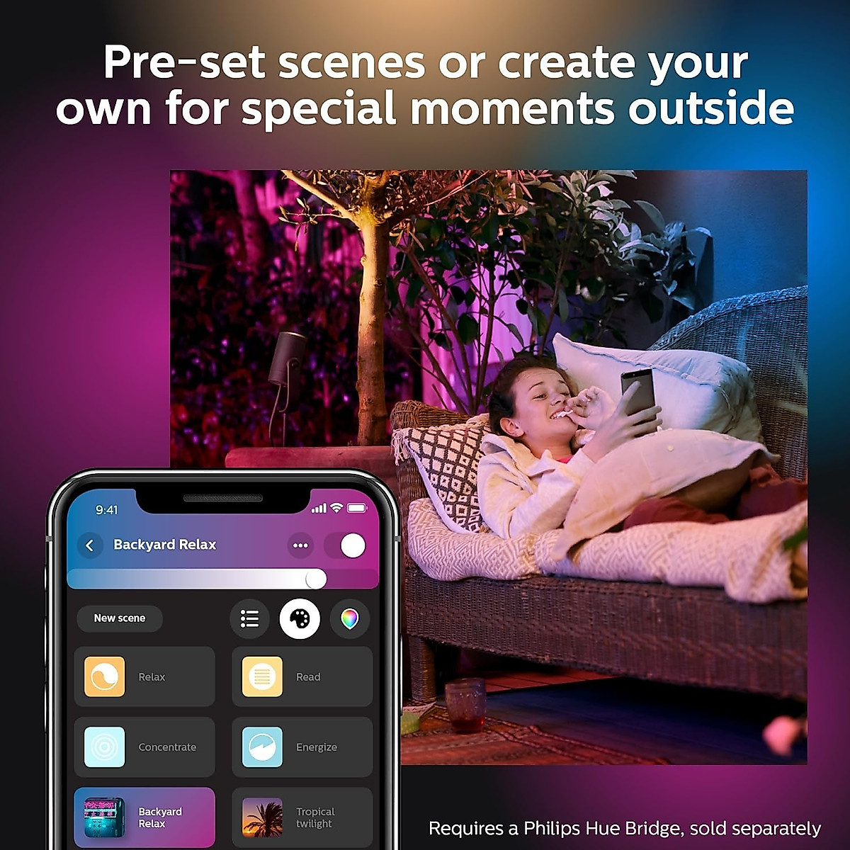 Philips Hue Lily White & Color Outdoor Smart Spot Light Extension (Hue Hub & Power Source Required), 1 Hue White & Color Smart Spot Light + Mount kit, Works with Alexa, HomeKit & Google Assistant
