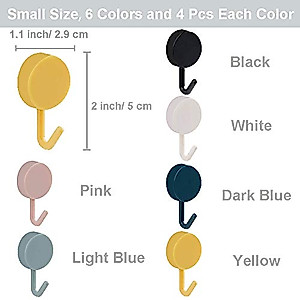 24 Pack Adhesive Wall Hooks, Key Hooks, Coat Hangers, Waterproof Utility Hanging Self Adhesive Towel Hook for Kitchen Bathroom Bedroom Entrance Door