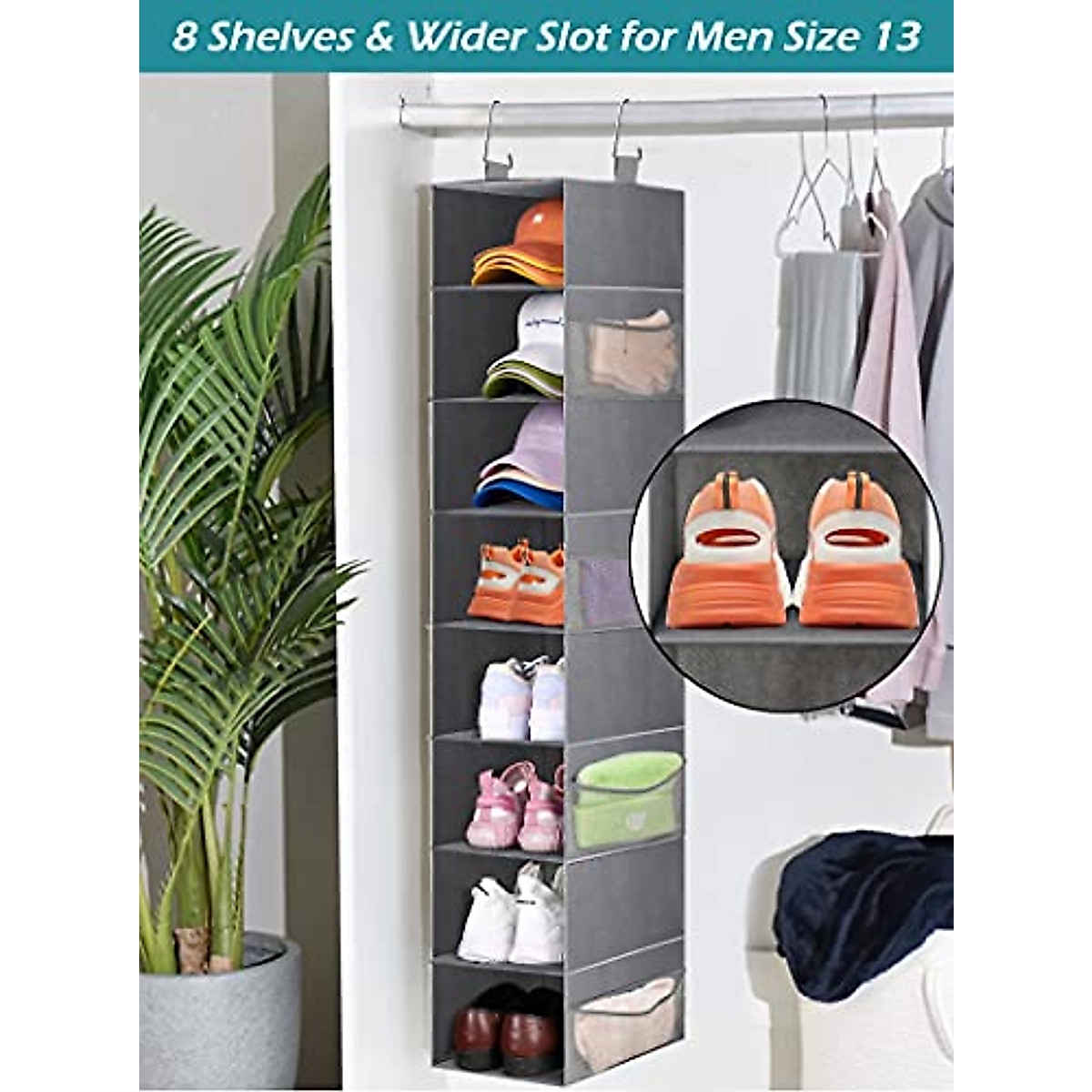 SLEEPING LAMB 8 Shelves Hanging Shoe Rack and 6 Tiers Oxford Over The Door Shoe Organizer