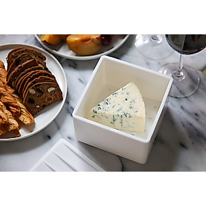CapaBunga Cheese Vault for Soft Cheese - Reusable Artisan Cheese Storage Container for Fridge - Food Grade Silicone Cheese Container 5x5x3.5” - Easy to Clean Cheese Keeper for Refrigerator – White
