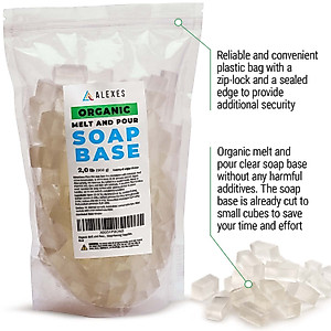 Organic Melt and Pour – ALEXES 2 lb Soap Base for Soap Making – Unscented – Soap Making Supplies