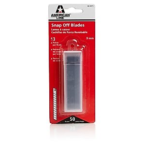 American Line 13-Point 9mm Snap-Off Knife Blades - 50-Pack - High Carbon Steel Blades for Optimized Sharpness and Durability - 66-0371