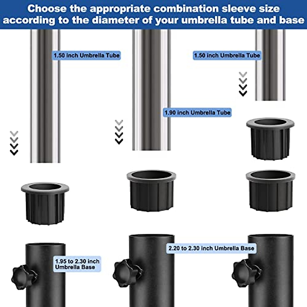 2 Sets Patio Umbrella Base Hole Ring Plug Cover Umbrella Stand Replacement Parts Black Umbrella Base Insert Umbrella Pole Fastening Cap for Old Heavy Umbrella Base