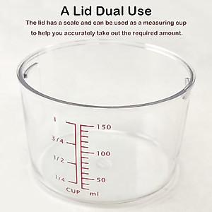 Food Storage Container, Kitchen Storage Box, Plastic Sealed Kitchen Storage Container, Transparent Food Storage Box, Kitchen Grain Container, with Measuring Cup (0.6Gal,1 Pcs)