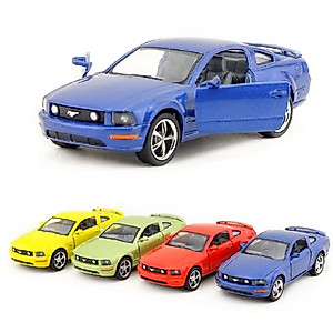 KiNSMART SetOf4 2006 Ford Mustang GT 5" 1:36 Scale Die Cast Metal Model Toy Car, Red, Yellow, Blue, Green