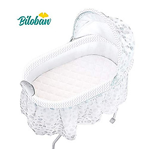 Bassinet Mattress Pad Cover Compatible with Delta Children Sweet Dreams/Deluxe Sweet Beginnings Bedside Bassinet, Waterproof Mattress Protector, 2 Pack, Bamboo Surface