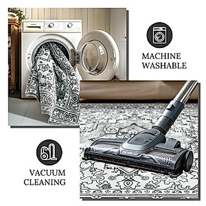 Shilucheng 8x10 Area Rugs for Living Room,Low-Pile Rug with Non Slip,Floor Carpet Pet Friendly,Machine Washable Rug Clearance for Bedroom Dining Room (Grey)