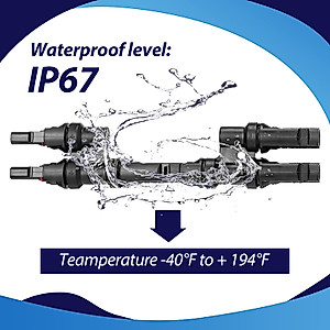 10 Pairs Solar Branch Connectors Y Connector Waterproof Solar Panel Connector Solar Wind Power Parts and Accessories for Parallel Connection Between Solar Panels