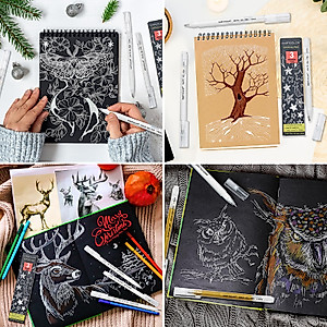 MARTCOLOR White Gel Pens, 1mm Fine Point Gel Ink Pen Opaque Archival Ink Pens for Black Paper Drawing, Sketching, Illustration, Card Making, Bullet Journaling, 3 Pack