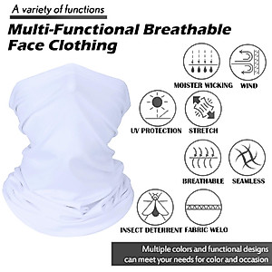 Geyoga 6 Pieces Winter Face Mask for Men Ski Mask Neck Gaiters Scarf Face Covering Balaclava Fishing Cycling Running Windproof Bandana (White)