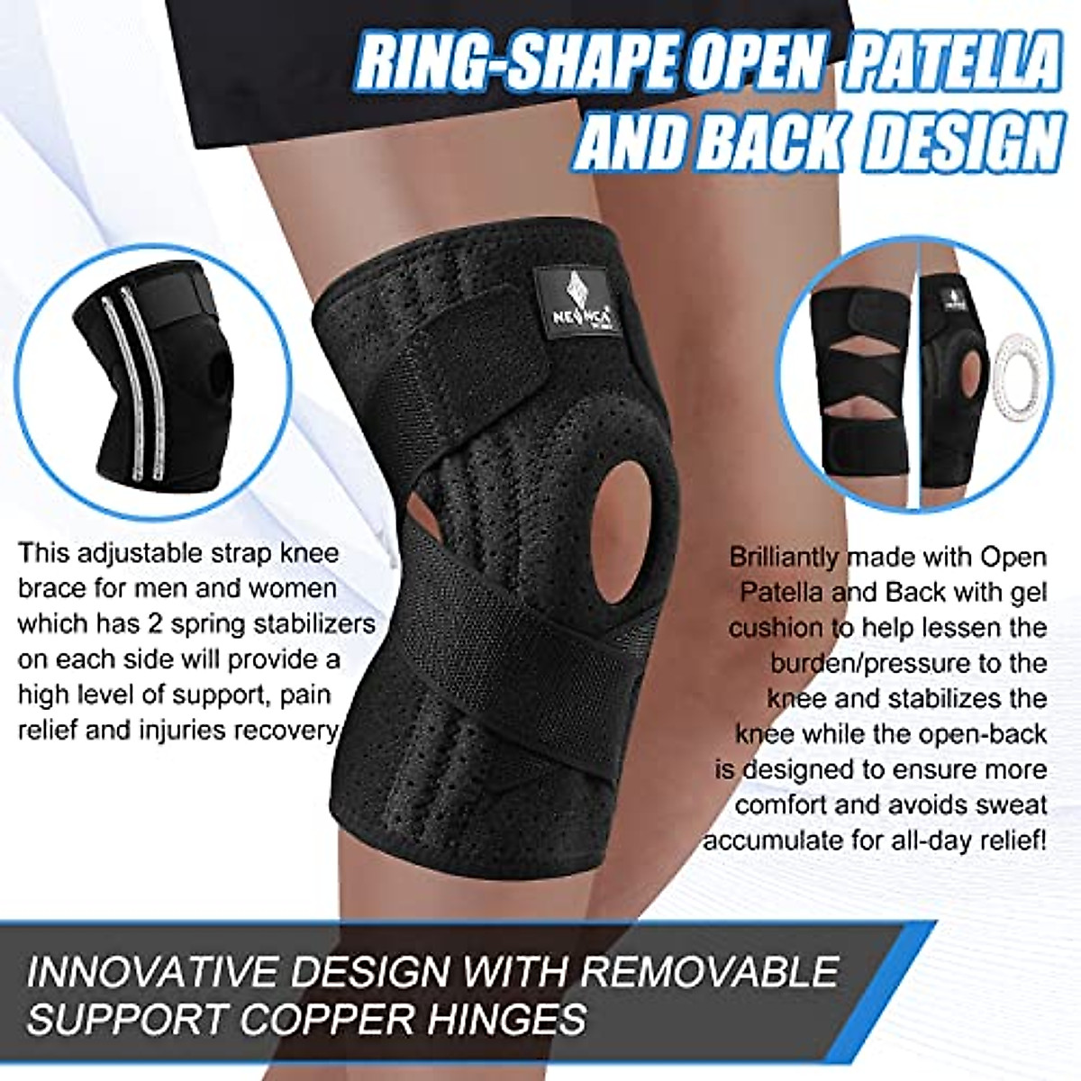 NEENCA Professional Knee Brace for Knee Pain, Adjustable Knee Support with Patella Gel Pad & Side Stabilizers, Medical for Arthritis, Meniscus Tear, Injury Recovery, Pain Relief, ACL, Sports