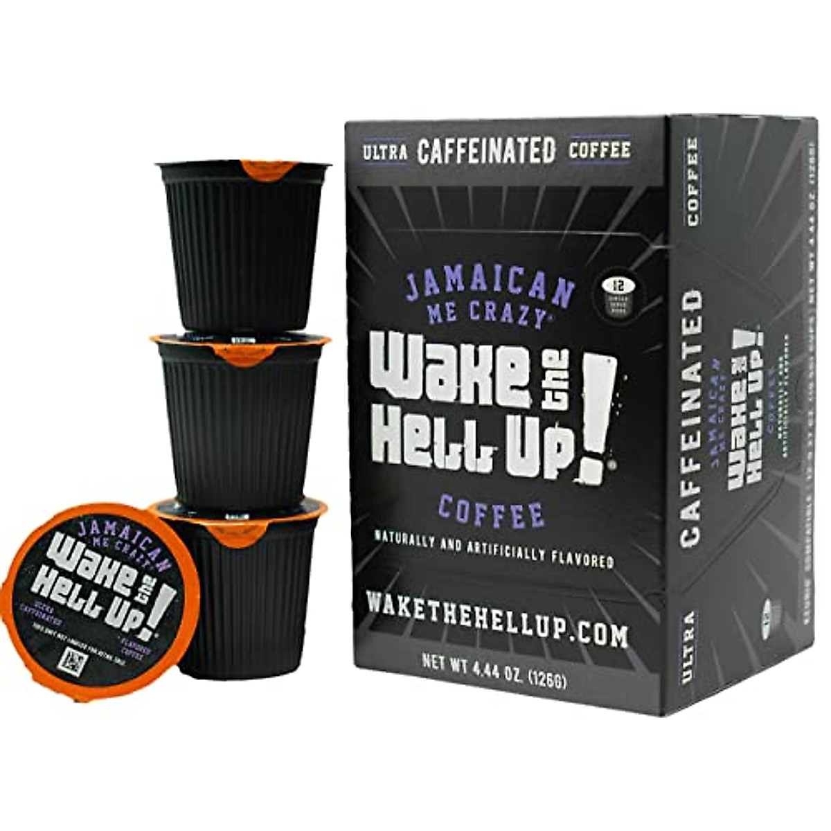 Wake The Hell Up! Jamaican Me Crazy® Flavored Single Serve Coffee Pods Of Ultra-Caffeinated Coffee For K-Cup Compatible Brewers | 12 Count, 2.0 Compatible