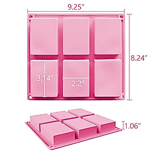 OBSGUMU 3 Pack Silicone Soap Molds,6 Cavities Flowers Soap Mold,Rectangle and Different Flower shapes, Perfect for Soap Making, Handmade Cake Chocolate Biscuit, Pudding (Pink)
