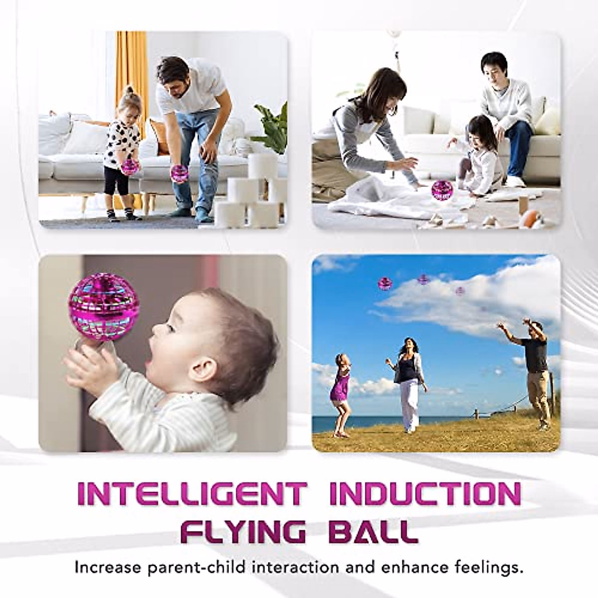 SVJJ Flying Orb Ball Toy, Flying Toy Boomerang Fly Spinners for Kids Adults Indoor Outdoor Flying Ball Toy, Globe 360°Rotating Hand Controlled Flying Orb Ball Toys Magic Toy (Purple)