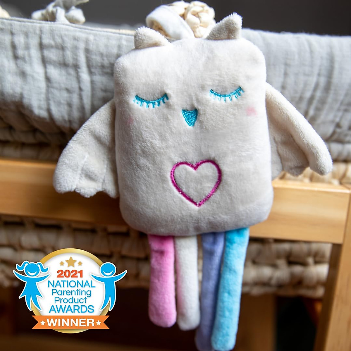 Lulla Owl Baby Toys Sleep Aid - Real Life Heartbeat and Breathing Sound Machine, Attaches to Crib, Suitable from Birth, 24hr Continuous Play, Machine Washable, Perfect Newborn Baby Gifts