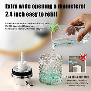 MALACHI Foaming Hand Soap Dispenser， Bathroom Soap Dispenser or Lotion Dispenser for Kitchen,Refillable Clear Glass Soap Dispenser with Large Pump (Clear-Foaming)