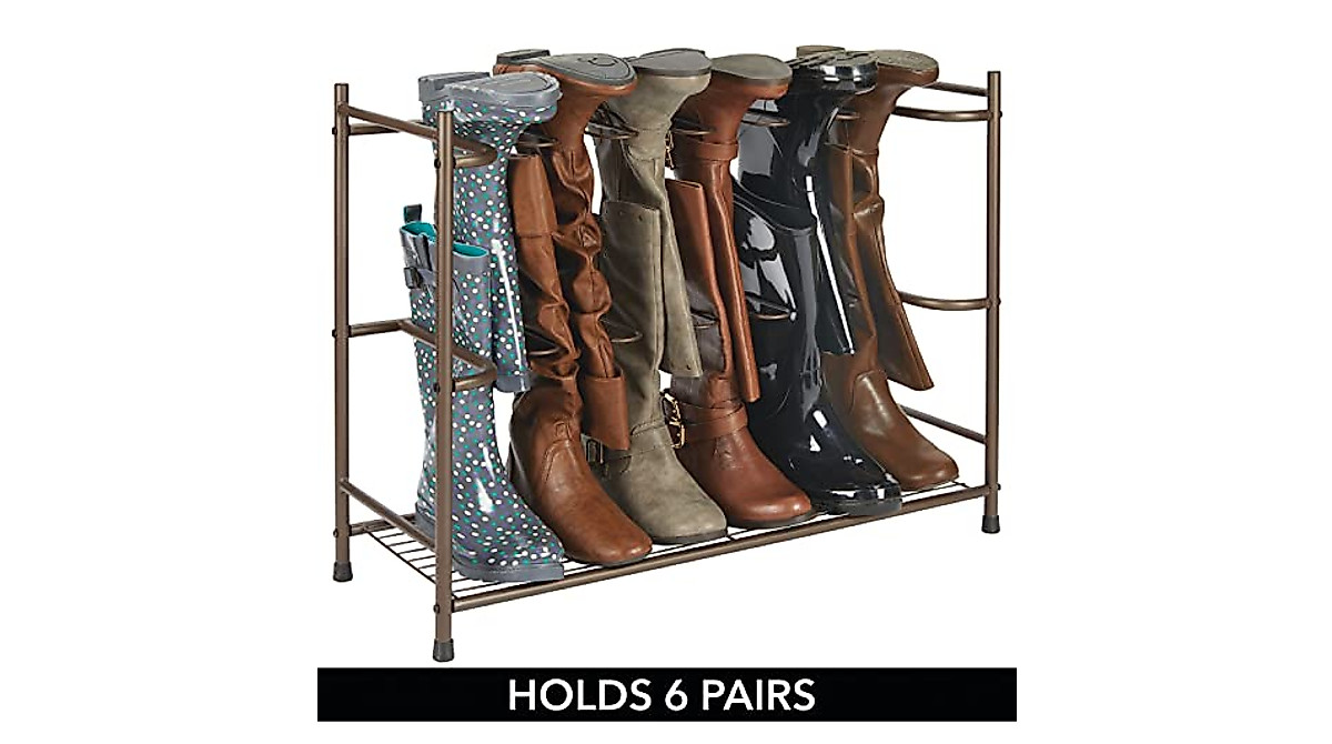 mDesign Boot Storage Rack - Organize 6 Pairs Stylishly