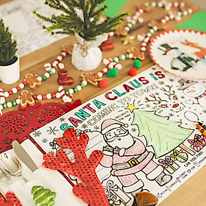 Tiny Expressions – Christmas Santa Placemats for Kids (Pack of 12 Holiday Placemats) | Coloring Activity Paper Mats for Kids Table | Disposable Bulk Bundle Set