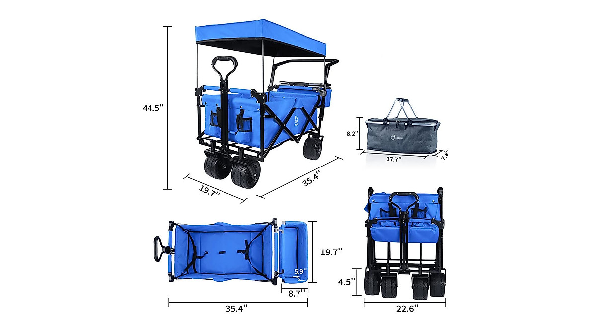 Heavy Duty Collapsible Wagon with Removable Canopy