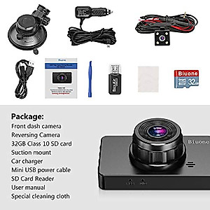 Dash Camera for Cars, Super Night Vision Dash Cam Front and Rear with 32G SD Card, 1080P FHD DVR Car Dashboard Camera with G-Sensor, WDR, Parking Monitor, Loop Recording, Motion Detection 【2023】