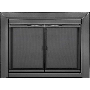 Pleasant Hearth CR-3400 Craton Fireplace Glass Door, Gunmetal, Small
