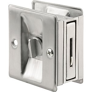 Prime-Line N 7161 Pocket Door Privacy Lock with Pull - Replace Old or Damaged Pocket Door Locks Quickly and Easily – Satin Chrome (Single Pack)