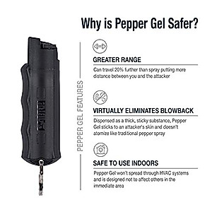 SABRE Campus Safety Pepper Gel for Self Defense with Quick Release Key Ring, Protect Against Multiple Threats with 25 Bursts, Gel is Safer, Locking Safety Top, Ergonomic Finger Grip, 0.54 fl oz