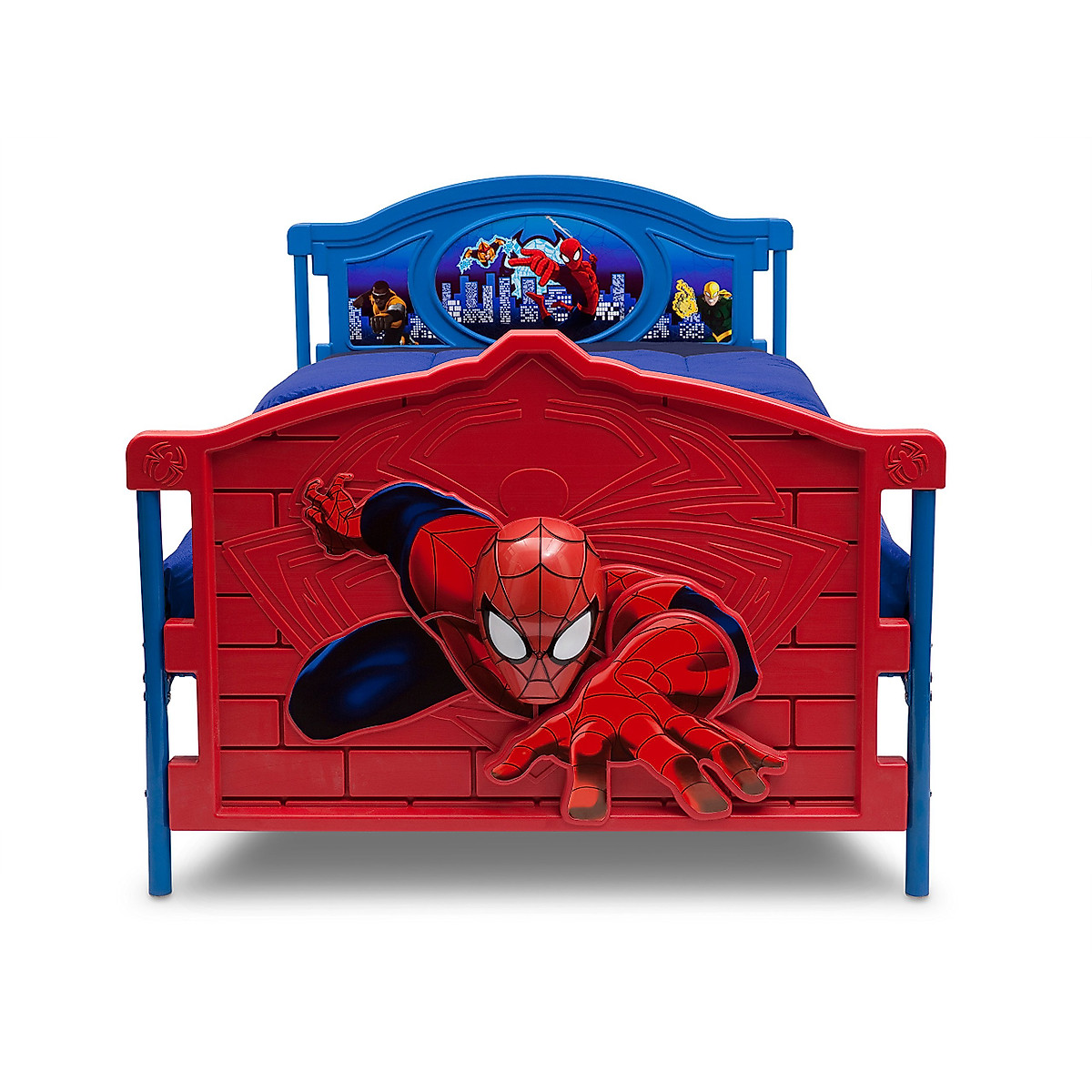 Delta Children Plastic 3D-Footboard Twin Bed, Marvel Spider-Man Snooze 6 inch Memory Foam Twin Mattress (Bundle)