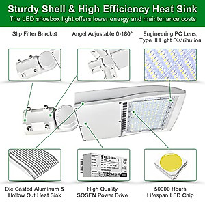 OSTEK LED Parking Lot Lights 150W 21000LM LED Shoebox Street Pole Lighting Fixture 5000K, Waterproof Outdoor Commercial Area Road Lighting for Stadium Roadways 100-277V DLC UL
