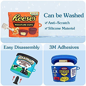 3Pack Food Case for AirPods Pro Case, Alquar Cute Kawaii Cheese Reese's Chocolate Fudge Cartoon Silicone Cases Shell, Unique 3D Funny Fun Design Protectiver Skin AirPods Pro Case Cover for Girls Women