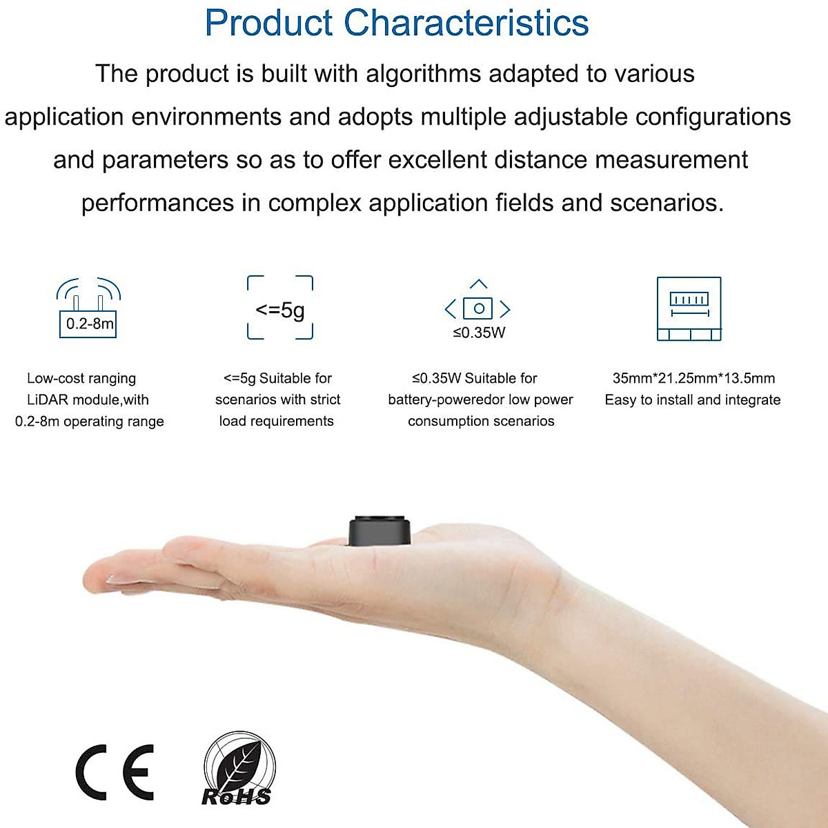 MakerFocus Lidar Range Finder Sensor Module TF-Luna, Single-Point Micro Ranging Module 0.2 to 8m Compatible with Pixhawk, Ar duino and Raspberry Pi with UART / I2C Communication Interface