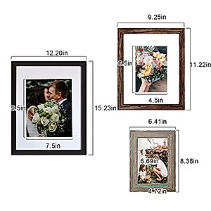 SESEAT Picture Frames Collage, Gallery Wall Frame Set with 11x14 8x10 5x7 Frames in 3 Different Finishes, Set of 7