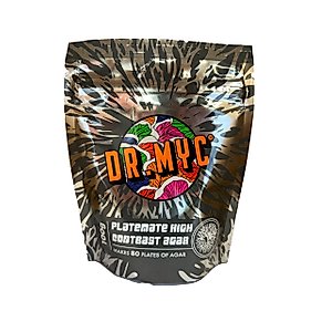 DrMyc.com Platemate "High Contrast" MYC Agar (Malt Extract, Yeast, Carbon) for Wood & Dung Loving Fungi. Complete with Step-by-Step Instructions. Designed for dung & wood lovers. Makes 80-120 plates