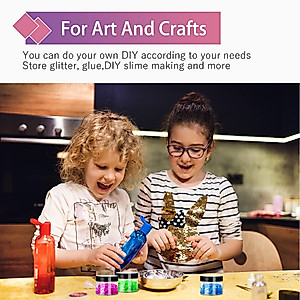 SLifeJars 4OZ Plastic Jars 48Pcs Wide Mouth Round Clear Container Jars with Black Lids Stackable Empty Slime Jars Refillable Clear Airtight Travel Storage Jars for Kitchen, Beauty Products and More