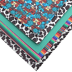 David accessories Cow Pattern Faux Leather Sheets Pattern Synthetic Leather Fabric Canvas Back 5 Pcs 7.7" x 12.9" (20 cm x 33cm) for DIY Earring Making Crafts (A)