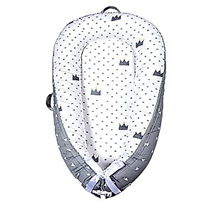 Baby Lounger Baby Nest, Portable Co Sleeping Bed Cover for Newborn, Soft 100% Cotton & Breathable Newborn Lounger Cover, Baby Must Have Essentials (Crown)