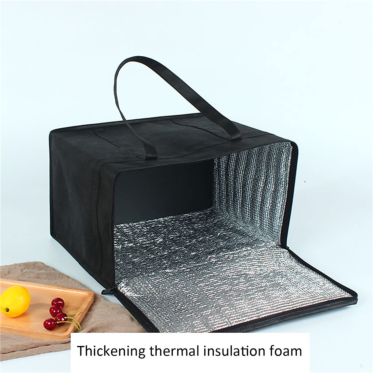 XL- Large insulated bags for food delivery with the bottom plate, reusable insulated shopping bags, 16x9x13 inches, The ideal pizza delivery bag. Black (Pack of 2)