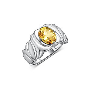 Rylos Solitaire Gemstone Yellow Topaz/Citrine Ring - November Birthstone* Size 12