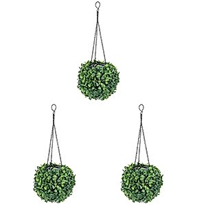 HANABASS 3pcs Rattan Grass Led Solar Outdoor Yard Garden Sphere Ornament Plant Powered Fake Green Balls Lamp Xmas Plants Colorful Leaves Shape Home for Patio Decoration Decorative Party