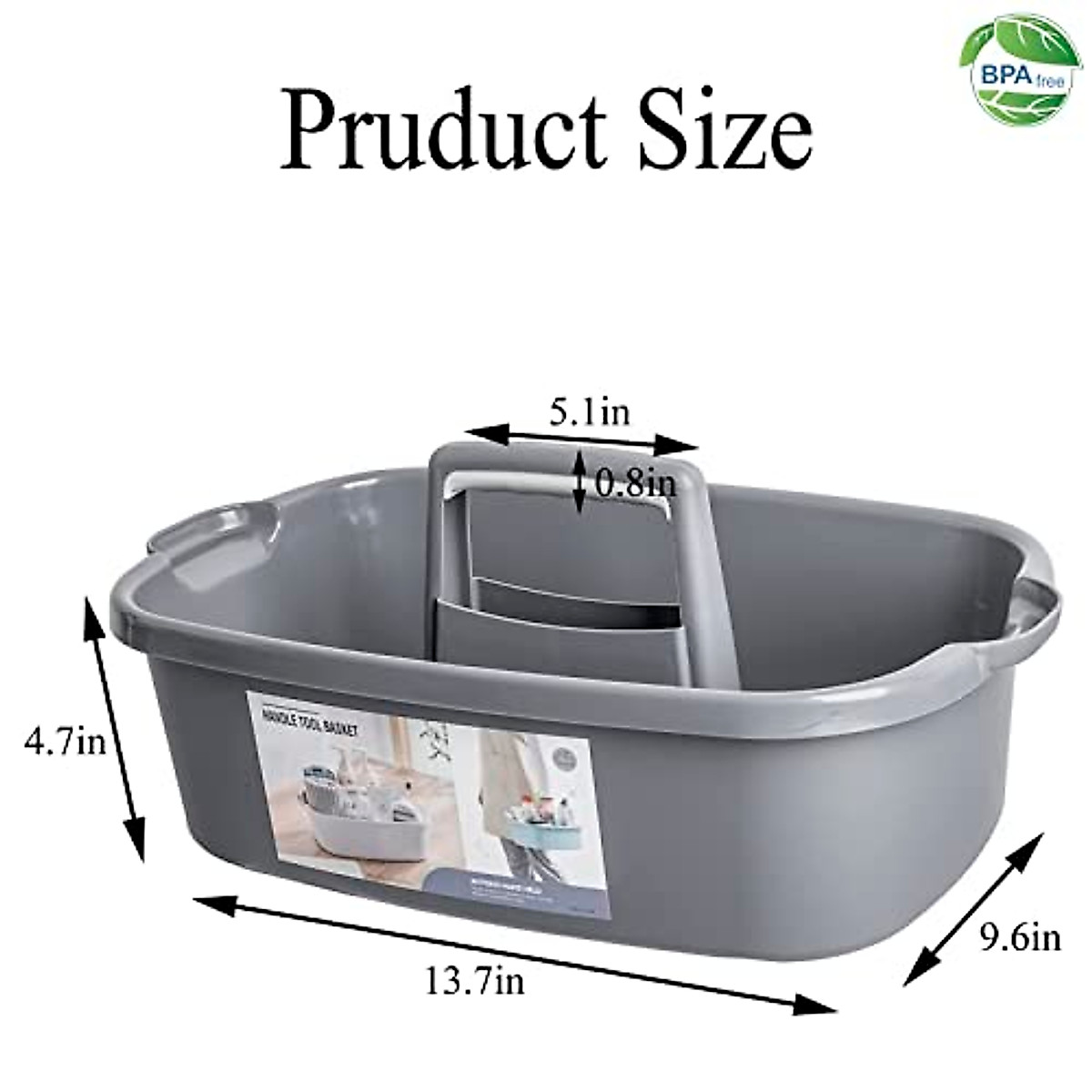 Andmey Cleaning Caddy Organizer Portable Shower Caddy Basket with Handle for Bathroom, Garden, kitchen, Cleaning Supplies, Gray
