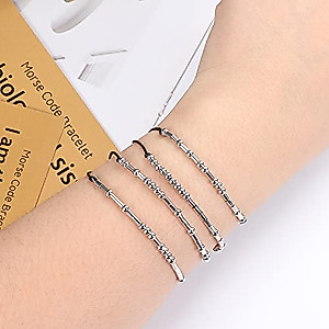 Jewenova Keep Going Morse Code Bracelet for Women Men Beads on Silk Cord Friendship Bracelet Best friend Bracelet Inspirational Gift for Her