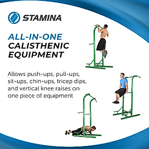 Stamina Products 300 Weight Capacity Steel Weatherproof Heavy Duty Outdoor Fitness Multi Use Strength Training Power Tower, Green