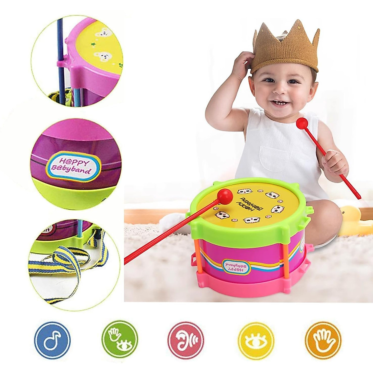 Toddler Musical Instruments Toys, Baby Maracas Shakers Percussion Mini Drum Set for Toddlers Preschool Boys and Girls（Random Color）
