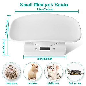 Digital Pet Scale, Puppy Scales for Weighing, Newborn Puppy Whelping Supplies, Accurate Small Animal Scale for Puppies/Kitten/Dog/Cat/Hedgehog, Multi-Function LCD Scale, Max 22lb,11.4inch