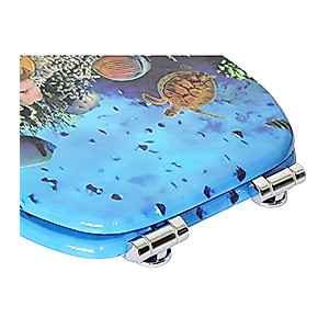 Sanilo ROUND, Silent Slow Close, Molded Wood, Adjustable Toilet Seat, Ocean