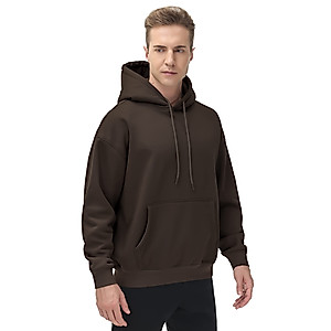 THE GYM PEOPLE Men's Fleece Pullover Hoodie Loose Fit Ultra Soft Hooded Sweatshirt With Pockets Brown