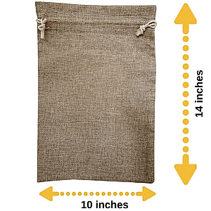 Supply Friend 10x14 Inch Burlap Bags with Drawstring - 25 Reusable Grocery, Household, Kitchen Storage, Wedding and Birthday Party Favor Goody Gift Bag/Sacks