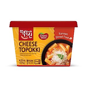 [Dongwon] Authentic Korean Rice Cake Topokki with Creamy Cheese Flavor | Popular Korean Street Food | Easy to Prepare | Delicious and Chewy Snack for Cheese Lovers (1 Bowl)